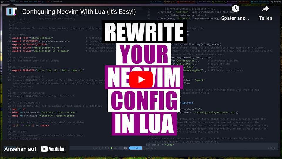 Configuring Neovim With Lua (It’s Easy!) – Annen.ch